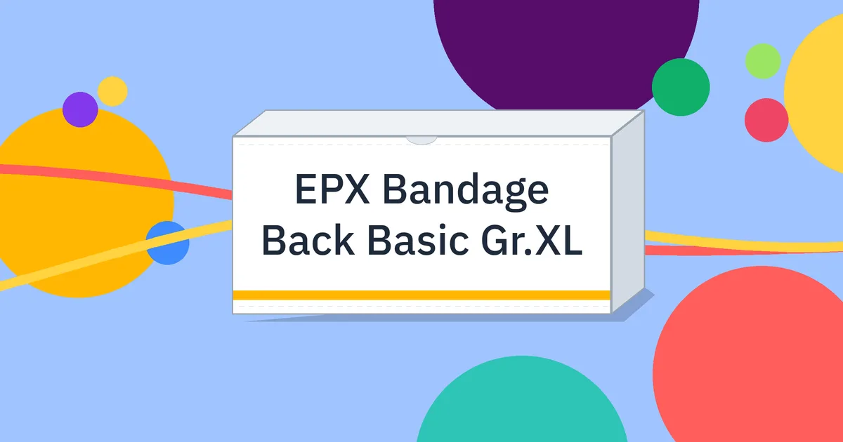 Symbolbild: Packung mit der Aufschrift EPX Bandage Back Basic Gr.XL (PZN 07640518) – Verfügbarkeit und Bezug in Apotheken in Frankfurt am Main