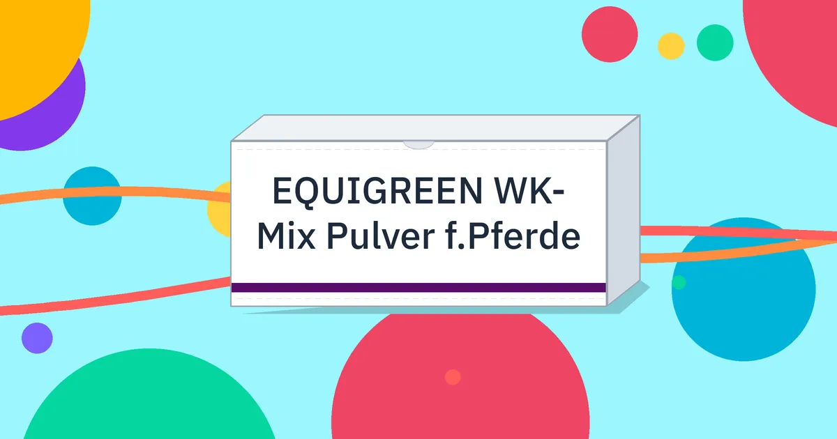 Symbolbild: Packung mit der Aufschrift EQUIGREEN WK-Mix Pulver f.Pferde (PZN 16906926) – Verfügbarkeit und Bezug in Apotheken in Frankfurt am Main