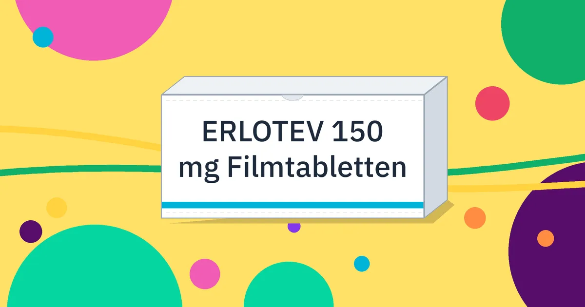 Symbolbild: Packung mit der Aufschrift ERLOTEV 150 mg Filmtabletten (PZN 16205939) – Verfügbarkeit und Bezug in Apotheken in Frankfurt am Main