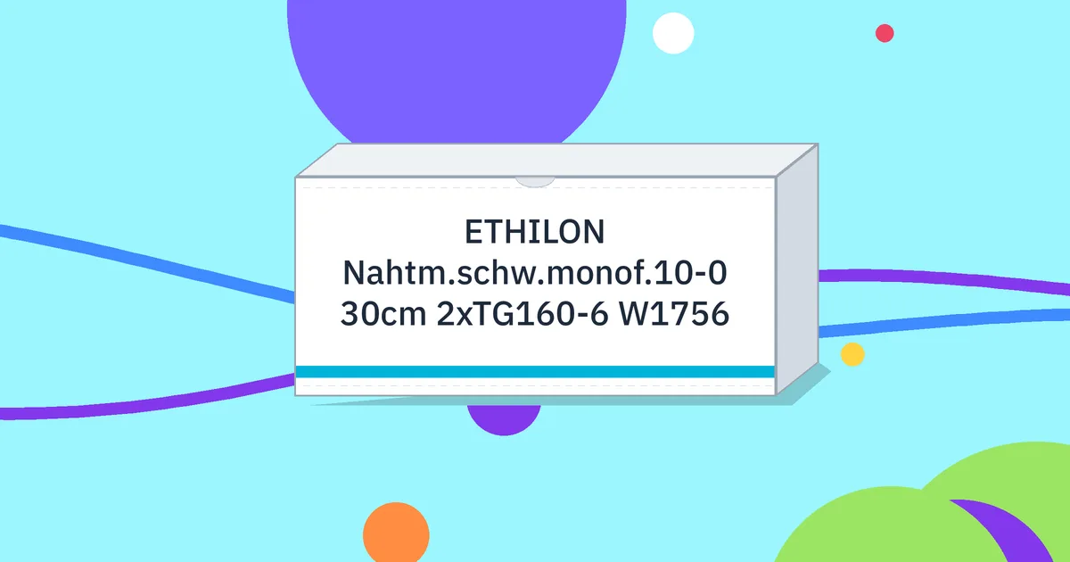 Symbolbild: Packung mit der Aufschrift ETHILON Nahtm.schw.monof.10-0 30cm 2xTG160-6 W1756 (PZN 20924172) – Verfügbarkeit und Bezug in Apotheken in Frankfurt am Main