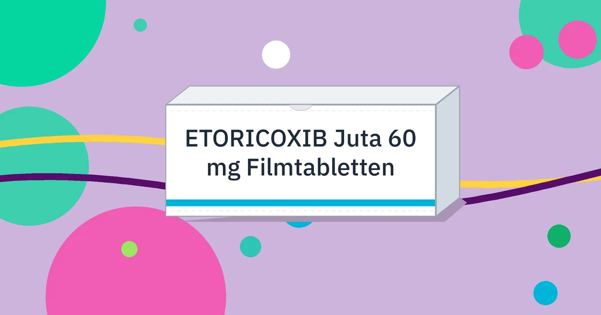 Symbolbild: Packung mit der Aufschrift ETORICOXIB Juta 60 mg Filmtabletten (PZN 18049998) – Verfügbarkeit und Bezug in Apotheken in Frankfurt am Main