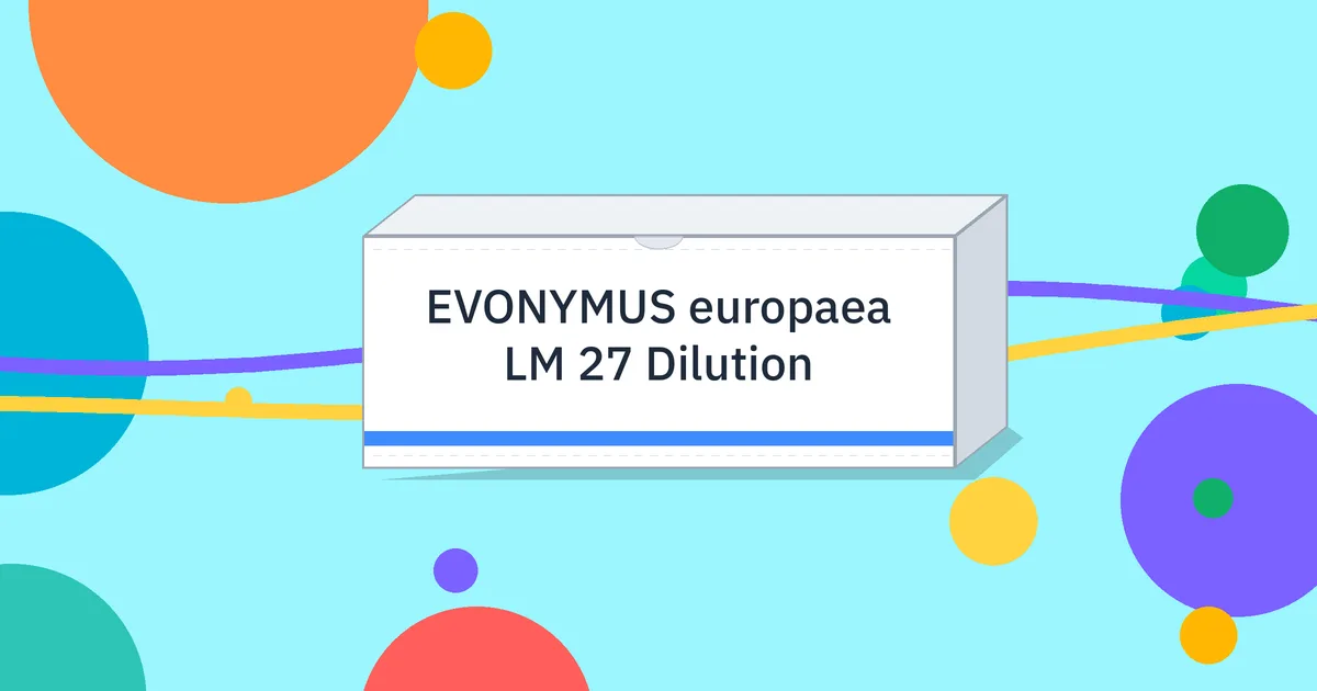 Symbolbild: Packung mit der Aufschrift EVONYMUS europaea LM 27 Dilution (PZN 13484809) – Verfügbarkeit und Bezug in Apotheken in Frankfurt am Main