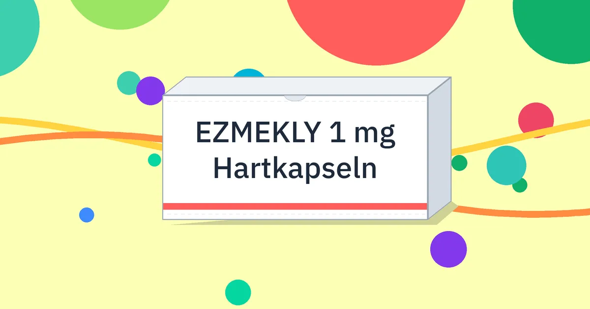 Symbolbild: Packung mit der Aufschrift EZMEKLY 1 mg Hartkapseln (PZN 19872168) – Verfügbarkeit und Bezug in Apotheken in Frankfurt am Main
