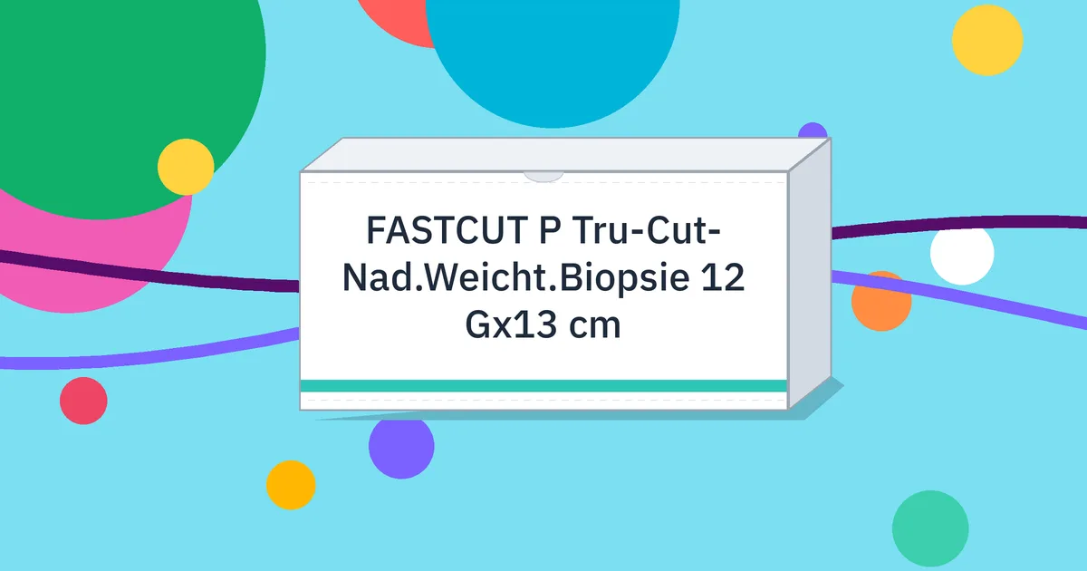 Symbolbild: Packung mit der Aufschrift FASTCUT P Tru-Cut-Nad.Weicht.Biopsie 12 Gx13 cm (PZN 19734673) – Verfügbarkeit und Bezug in Apotheken in Frankfurt am Main