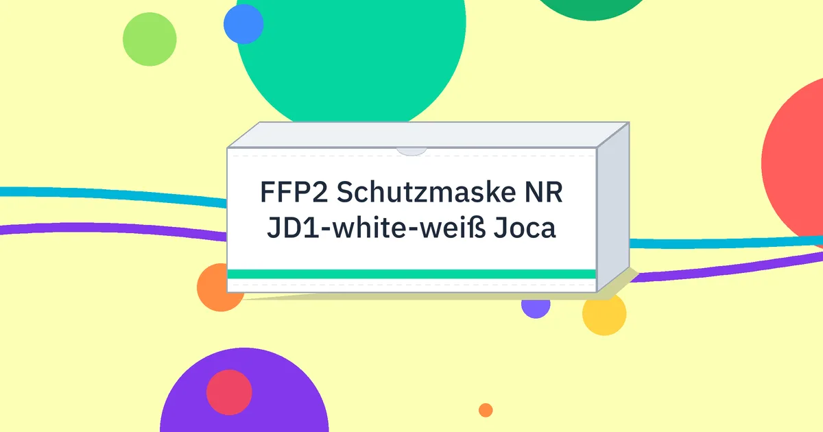 Symbolbild: Packung mit der Aufschrift FFP2 Schutzmaske NR JD1-white-weiß Joca (PZN 20083258) – Verfügbarkeit und Bezug in Apotheken in Frankfurt am Main