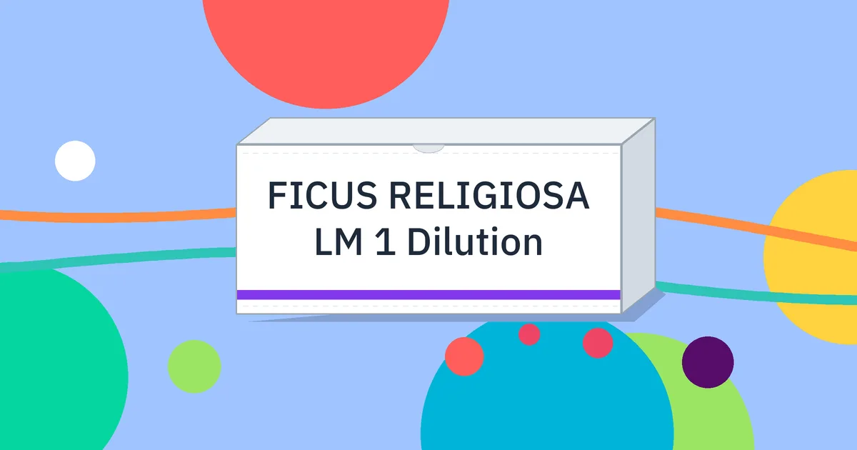 Symbolbild: Packung mit der Aufschrift FICUS RELIGIOSA LM 1 Dilution (PZN 12853825) – Verfügbarkeit und Bezug in Apotheken in Frankfurt am Main