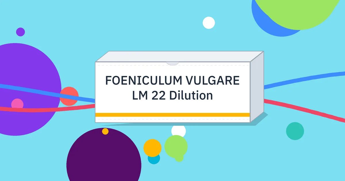Symbolbild: Packung mit der Aufschrift FOENICULUM VULGARE LM 22 Dilution (PZN 13489853) – Verfügbarkeit und Bezug in Apotheken in Frankfurt am Main
