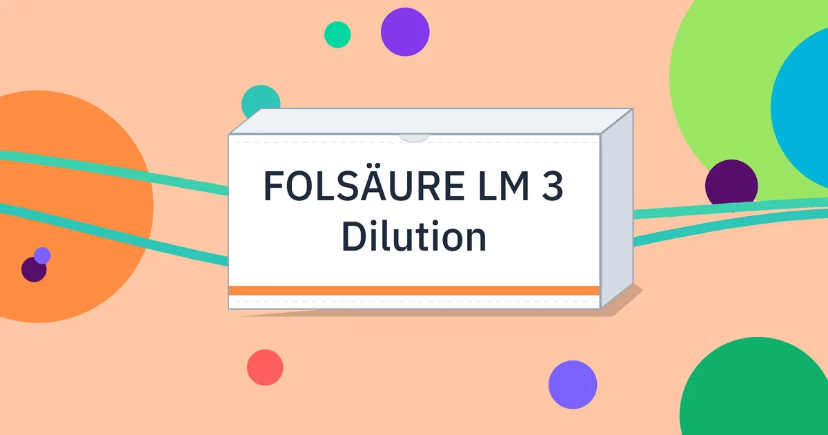 Symbolbild: Packung mit der Aufschrift FOLSÄURE LM 3 Dilution (PZN 12873006) – Verfügbarkeit und Bezug in Apotheken in Frankfurt am Main