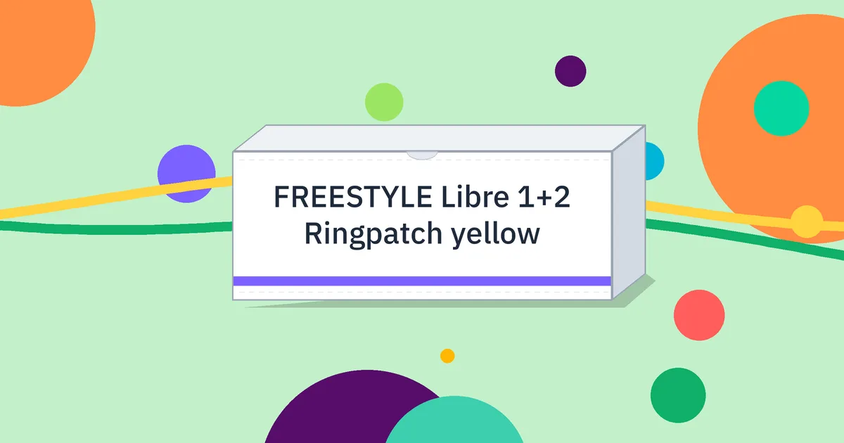 Symbolbild: Packung mit der Aufschrift FREESTYLE Libre 1+2 Ringpatch yellow (PZN 19864298) – Verfügbarkeit und Bezug in Apotheken in Frankfurt am Main