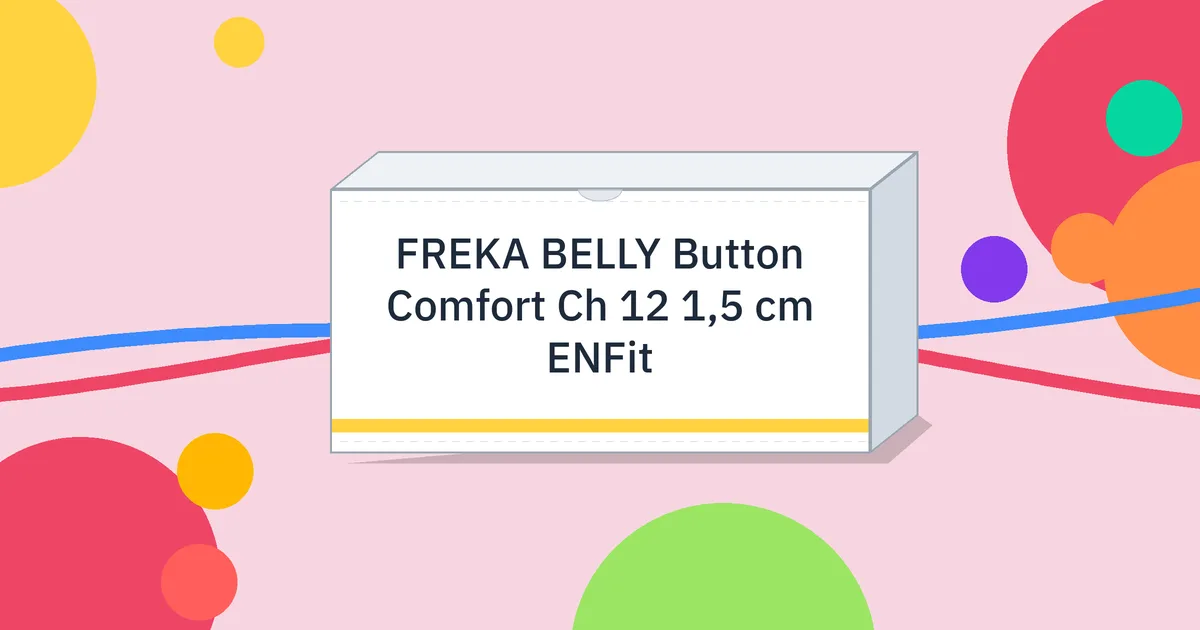 Symbolbild: Packung mit der Aufschrift FREKA BELLY Button Comfort Ch 12 1,5 cm ENFit (PZN 11481853) – Verfügbarkeit und Bezug in Apotheken in Frankfurt am Main