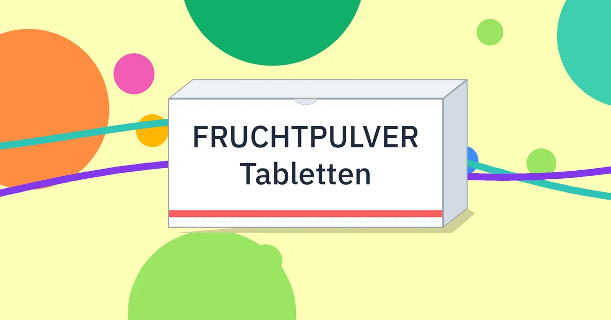 Symbolbild: Packung mit der Aufschrift FRUCHTPULVER Tabletten (PZN 05023738) – Verfügbarkeit und Bezug in Apotheken in Frankfurt am Main