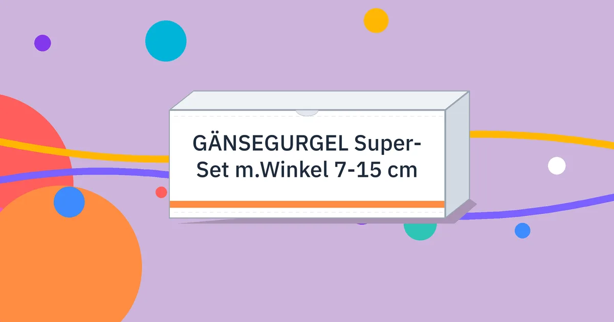 Symbolbild: Packung mit der Aufschrift GÄNSEGURGEL Super-Set m.Winkel 7-15 cm (PZN 17432666) – Verfügbarkeit und Bezug in Apotheken in Frankfurt am Main