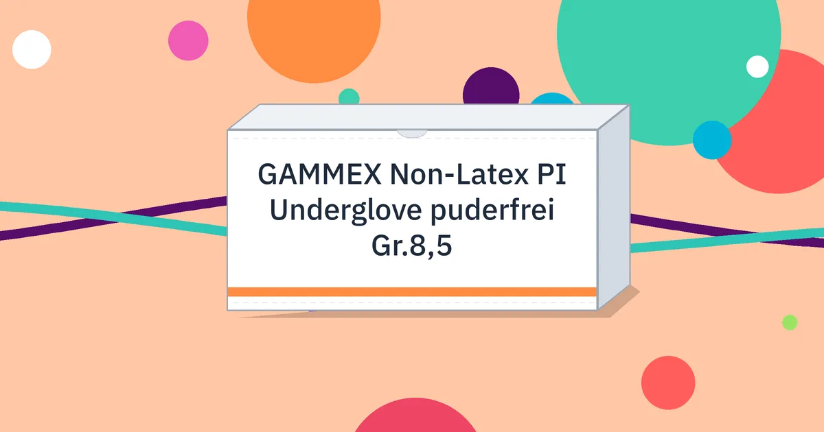 Symbolbild: Packung mit der Aufschrift GAMMEX Non-Latex PI Underglove puderfrei Gr.8,5 (PZN 11614797) – Verfügbarkeit und Bezug in Apotheken in Frankfurt am Main