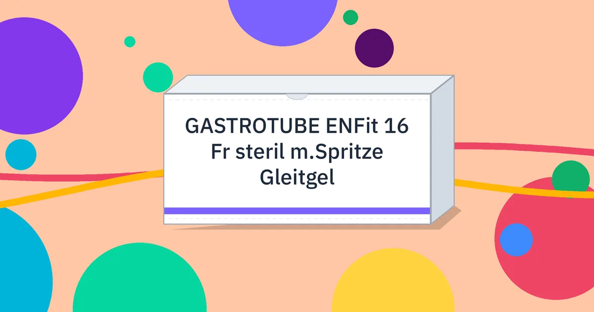Symbolbild: Packung mit der Aufschrift GASTROTUBE ENFit 16 Fr steril m.Spritze Gleitgel (PZN 16614603) – Verfügbarkeit und Bezug in Apotheken in Frankfurt am Main