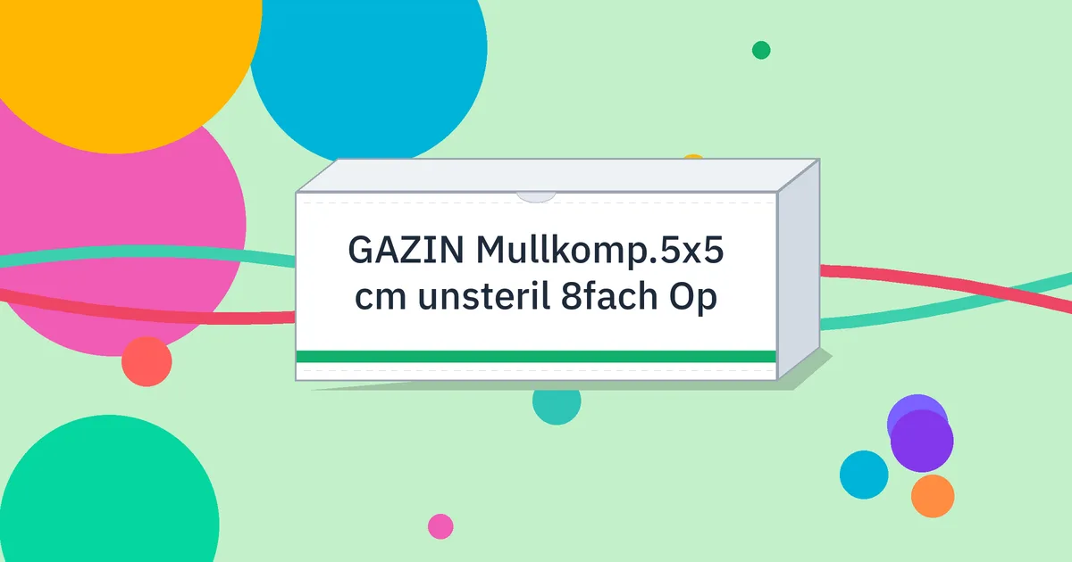 Symbolbild: Packung mit der Aufschrift GAZIN Mullkomp.5x5 cm unsteril 8fach Op (PZN 03959358) – Verfügbarkeit und Bezug in Apotheken in Frankfurt am Main