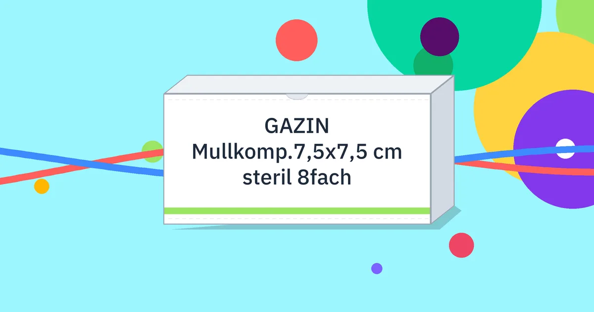 Symbolbild: Packung mit der Aufschrift GAZIN Mullkomp.7,5x7,5 cm steril 8fach (PZN 17831952) – Verfügbarkeit und Bezug in Apotheken in Frankfurt am Main