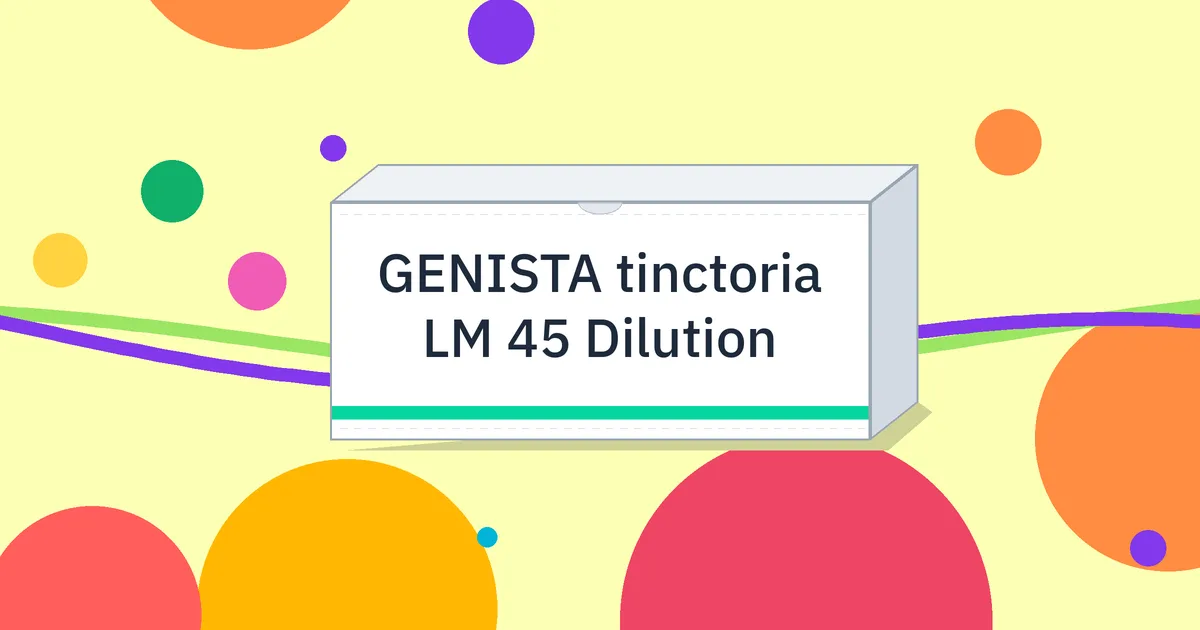 Symbolbild: Packung mit der Aufschrift GENISTA tinctoria LM 45 Dilution (PZN 13499722) – Verfügbarkeit und Bezug in Apotheken in Frankfurt am Main