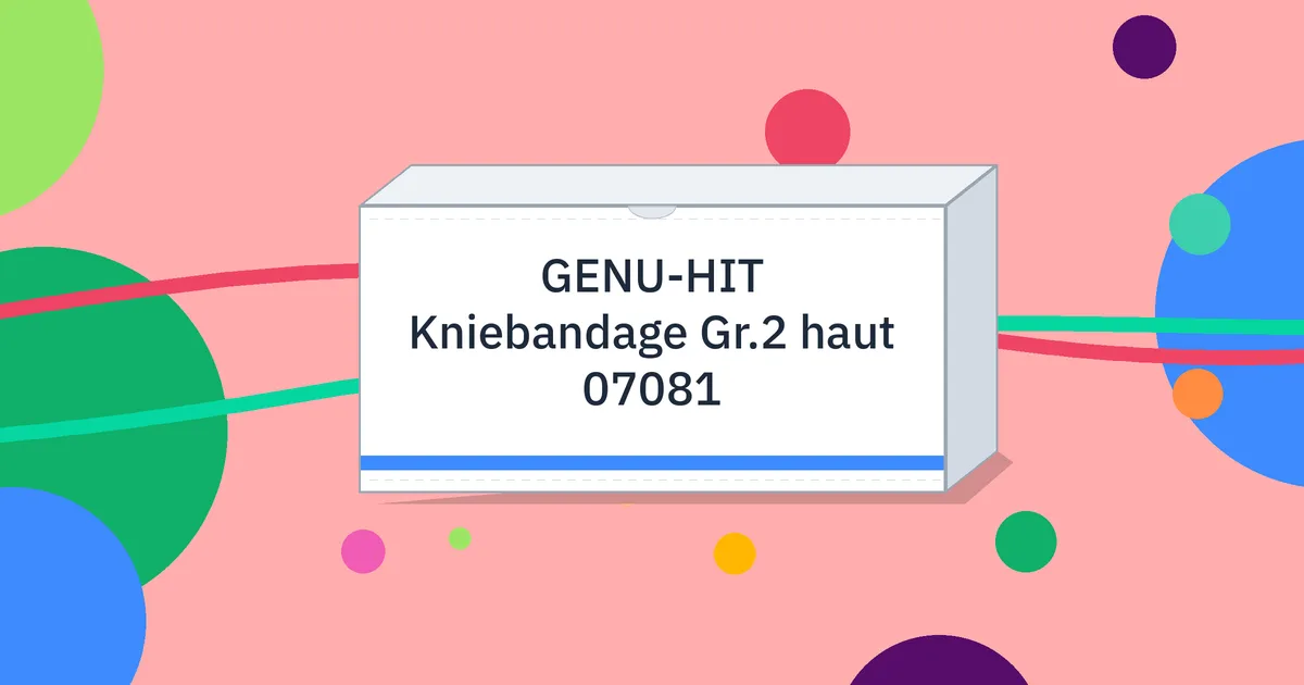 Symbolbild: Packung mit der Aufschrift GENU-HIT Kniebandage Gr.2 haut 07081 (PZN 08486410) – Verfügbarkeit und Bezug in Apotheken in Frankfurt am Main