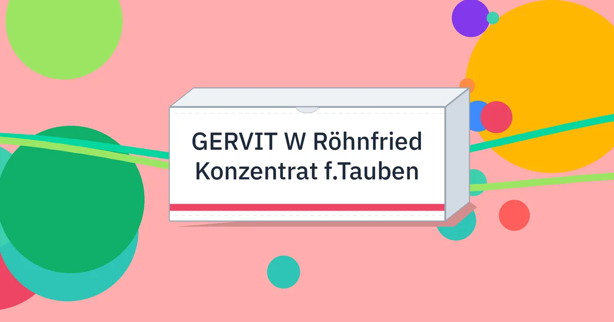 Symbolbild: Packung mit der Aufschrift GERVIT W Röhnfried Konzentrat f.Tauben (PZN 02703131) – Verfügbarkeit und Bezug in Apotheken in Frankfurt am Main