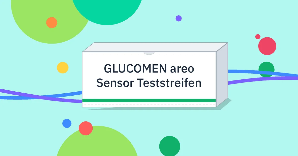 Symbolbild: Packung mit der Aufschrift GLUCOMEN areo Sensor Teststreifen (PZN 08880816) – Verfügbarkeit und Bezug in Apotheken in Frankfurt am Main