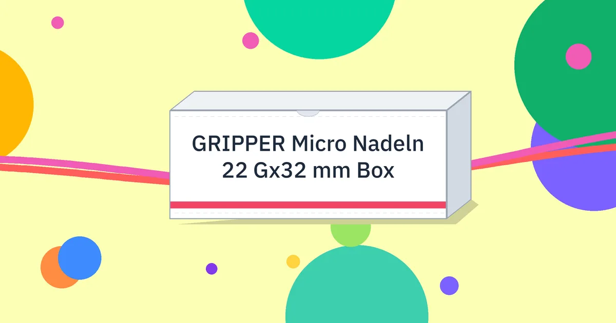 Symbolbild: Packung mit der Aufschrift GRIPPER Micro Nadeln 22 Gx32 mm Box (PZN 07526308) – Verfügbarkeit und Bezug in Apotheken in Frankfurt am Main