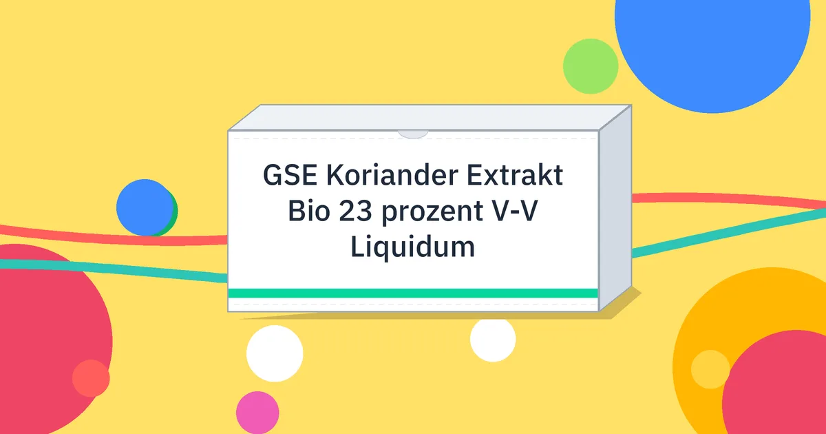Symbolbild: Packung mit der Aufschrift GSE Koriander Extrakt Bio 23 prozent V-V Liquidum (PZN 00159545) – Verfügbarkeit und Bezug in Apotheken in Frankfurt am Main