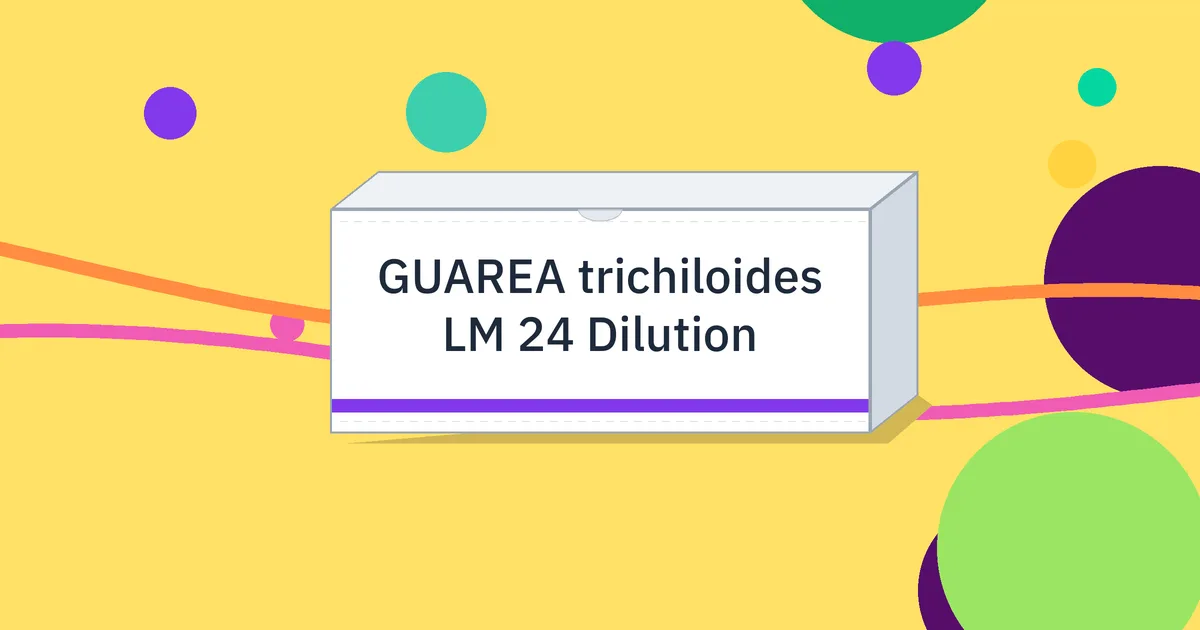 Symbolbild: Packung mit der Aufschrift GUAREA trichiloides LM 24 Dilution (PZN 13548550) – Verfügbarkeit und Bezug in Apotheken in Frankfurt am Main