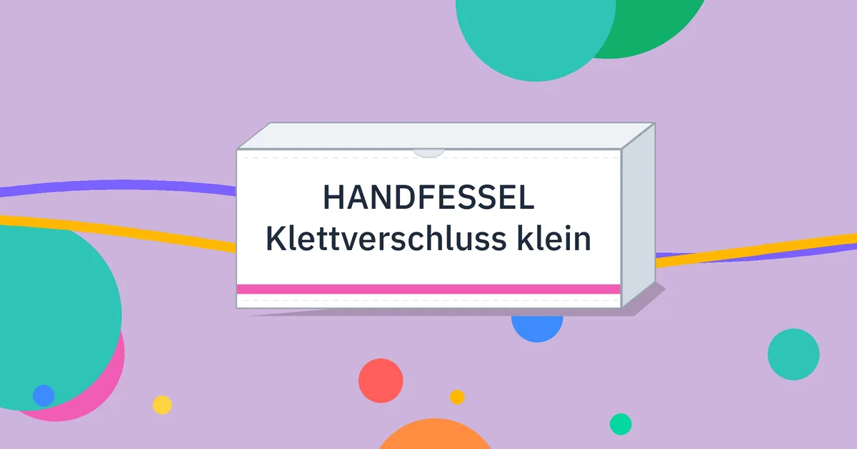 Symbolbild: Packung mit der Aufschrift HANDFESSEL Klettverschluss klein (PZN 02691770) – Verfügbarkeit und Bezug in Apotheken in Frankfurt am Main