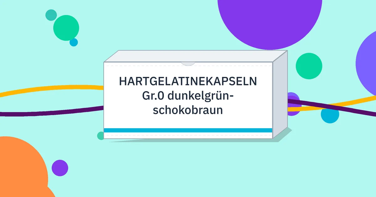 Symbolbild: Packung mit der Aufschrift HARTGELATINEKAPSELN Gr.0 dunkelgrün-schokobraun (PZN 17857911) – Verfügbarkeit und Bezug in Apotheken in Frankfurt am Main