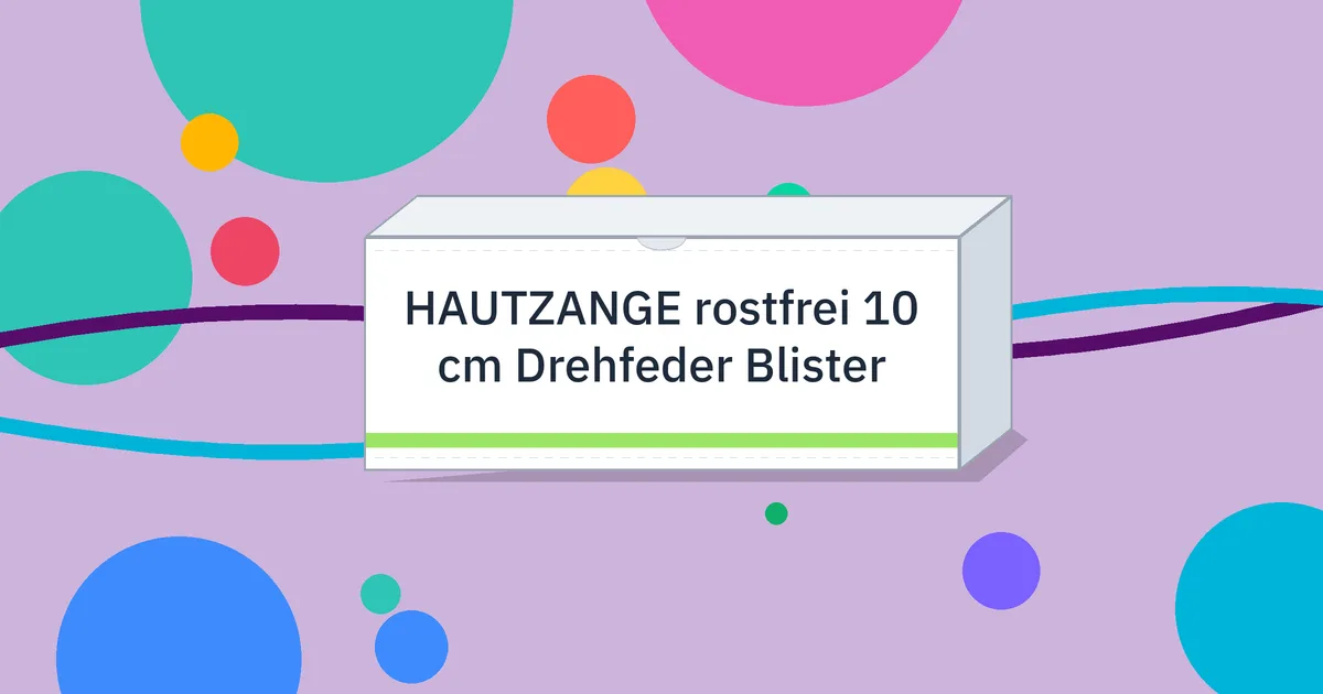 Symbolbild: Packung mit der Aufschrift HAUTZANGE rostfrei 10 cm Drehfeder Blister (PZN 01575464) – Verfügbarkeit und Bezug in Apotheken in Frankfurt am Main