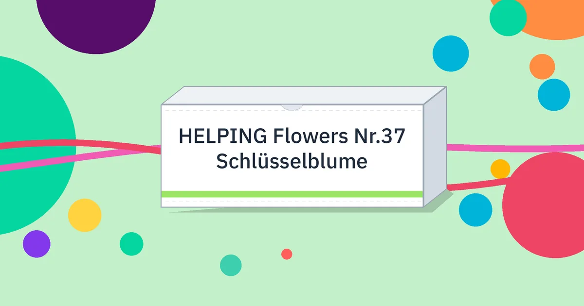Symbolbild: Packung mit der Aufschrift HELPING Flowers Nr.37 Schlüsselblume (PZN 12500015) – Verfügbarkeit und Bezug in Apotheken in Frankfurt am Main