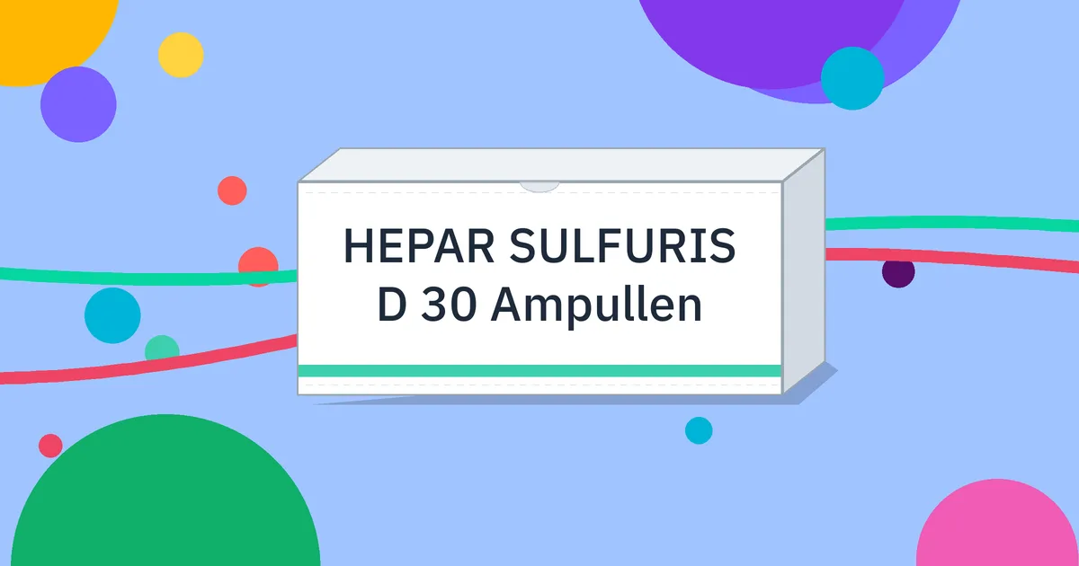 Symbolbild: Packung mit der Aufschrift HEPAR SULFURIS D 30 Ampullen (PZN 11706364) – Verfügbarkeit und Bezug in Apotheken in Frankfurt am Main