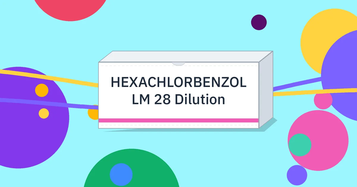 Symbolbild: Packung mit der Aufschrift HEXACHLORBENZOL LM 28 Dilution (PZN 12889007) – Verfügbarkeit und Bezug in Apotheken in Frankfurt am Main