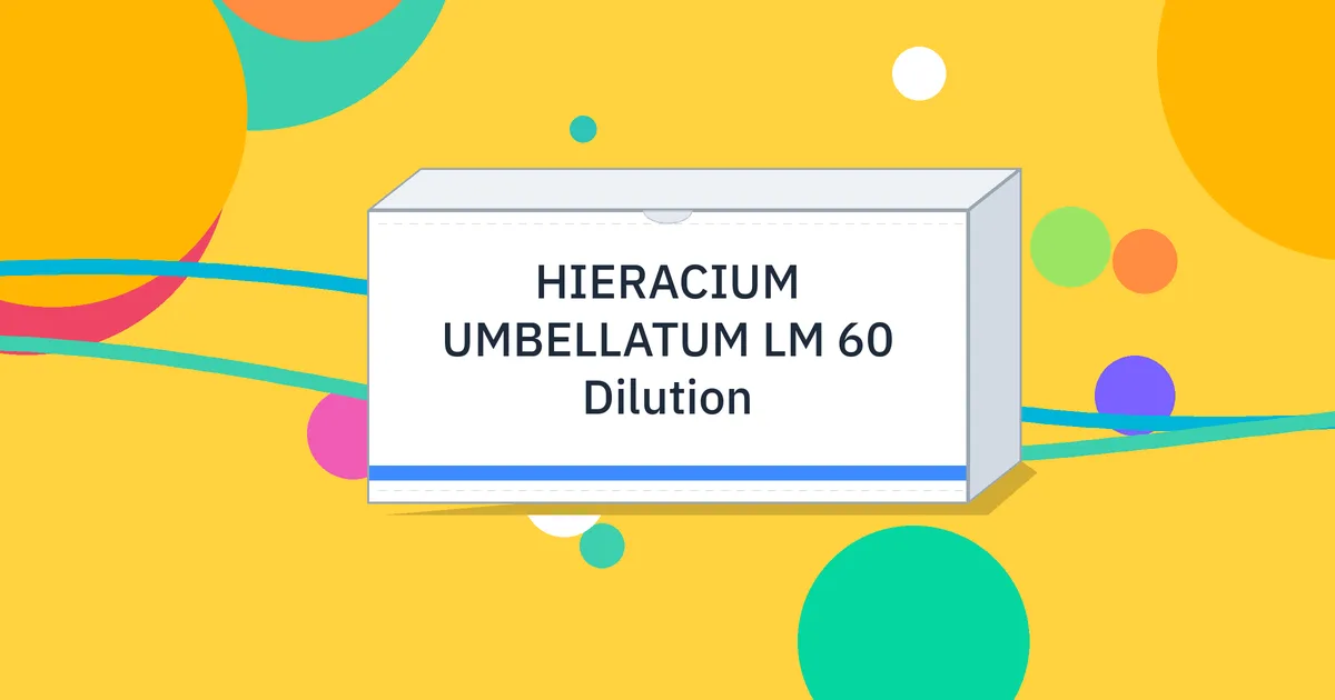 Symbolbild: Packung mit der Aufschrift HIERACIUM UMBELLATUM LM 60 Dilution (PZN 13554208) – Verfügbarkeit und Bezug in Apotheken in Frankfurt am Main