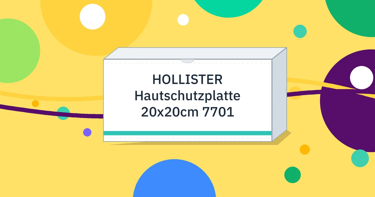 Symbolbild: Packung mit der Aufschrift HOLLISTER Hautschutzplatte 20x20cm 7701 (PZN 02260774) – Verfügbarkeit und Bezug in Apotheken in Frankfurt am Main