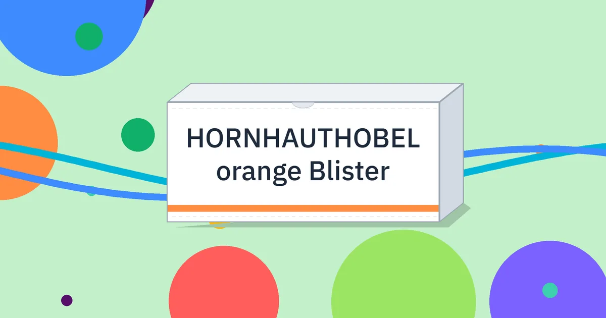 Symbolbild: Packung mit der Aufschrift HORNHAUTHOBEL orange Blister (PZN 01605142) – Verfügbarkeit und Bezug in Apotheken in Frankfurt am Main