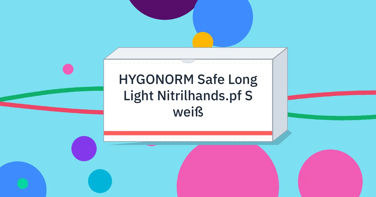 Symbolbild: Packung mit der Aufschrift HYGONORM Safe Long Light Nitrilhands.pf S weiß (PZN 20774620) – Verfügbarkeit und Bezug in Apotheken in Frankfurt am Main