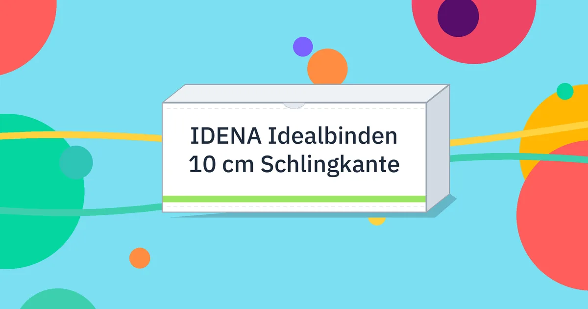 Symbolbild: Packung mit der Aufschrift IDENA Idealbinden 10 cm Schlingkante (PZN 02794872) – Verfügbarkeit und Bezug in Apotheken in Frankfurt am Main