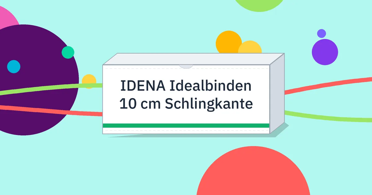 Symbolbild: Packung mit der Aufschrift IDENA Idealbinden 10 cm Schlingkante (PZN 02724995) – Verfügbarkeit und Bezug in Apotheken in Frankfurt am Main