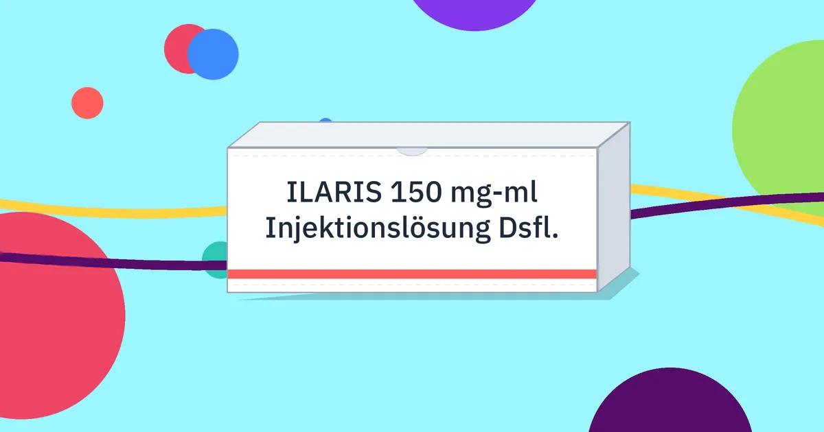 Symbolbild: Packung mit der Aufschrift ILARIS 150 mg-ml Injektionslösung Dsfl. (PZN 19400819) – Verfügbarkeit und Bezug in Apotheken in Frankfurt am Main