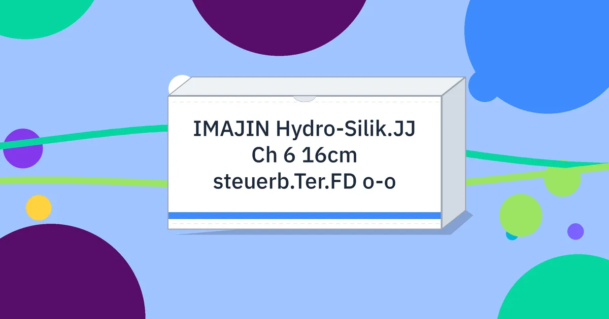 Symbolbild: Packung mit der Aufschrift IMAJIN Hydro-Silik.JJ Ch 6 16cm steuerb.Ter.FD o-o (PZN 17999002) – Verfügbarkeit und Bezug in Apotheken in Frankfurt am Main