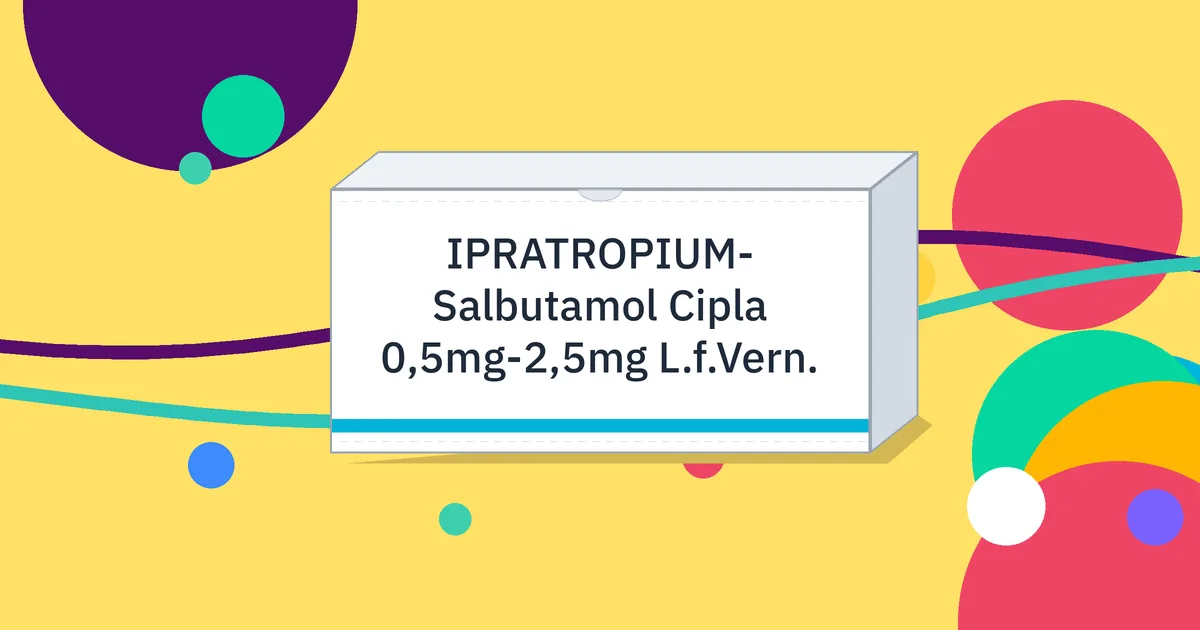 Symbolbild: Packung mit der Aufschrift IPRATROPIUM-Salbutamol Cipla 0,5mg-2,5mg L.f.Vern. (PZN 11715305) – Verfügbarkeit und Bezug in Apotheken in Frankfurt am Main