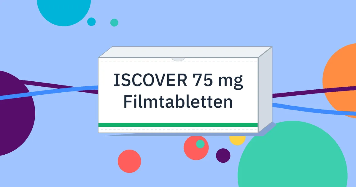 Symbolbild: Packung mit der Aufschrift ISCOVER 75 mg Filmtabletten (PZN 07415951) – Verfügbarkeit und Bezug in Apotheken in Frankfurt am Main