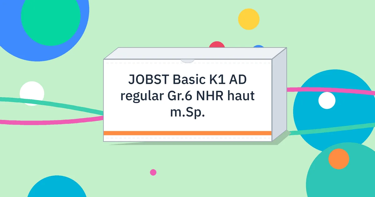 Symbolbild: Packung mit der Aufschrift JOBST Basic K1 AD regular Gr.6 NHR haut m.Sp. (PZN 15312863) – Verfügbarkeit und Bezug in Apotheken in Frankfurt am Main