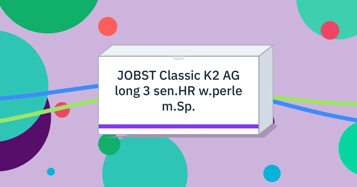 Symbolbild: Packung mit der Aufschrift JOBST Classic K2 AG long 3 sen.HR w.perle m.Sp. (PZN 17959600) – Verfügbarkeit und Bezug in Apotheken in Frankfurt am Main