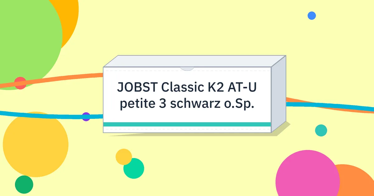 Symbolbild: Packung mit der Aufschrift JOBST Classic K2 AT-U petite 3 schwarz o.Sp. (PZN 13068519) – Verfügbarkeit und Bezug in Apotheken in Frankfurt am Main