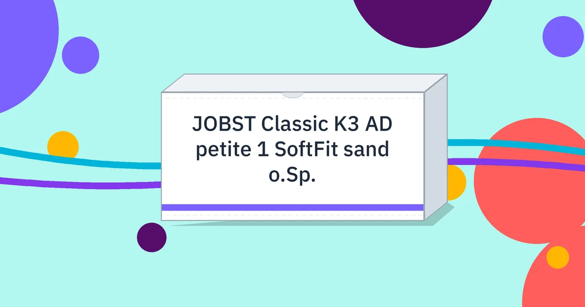 Symbolbild: Packung mit der Aufschrift JOBST Classic K3 AD petite 1 SoftFit sand o.Sp. (PZN 14223206) – Verfügbarkeit und Bezug in Apotheken in Frankfurt am Main