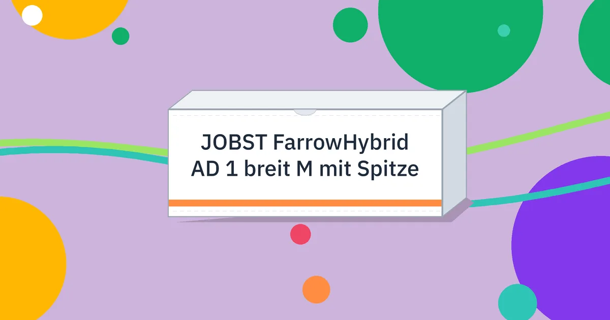 Symbolbild: Packung mit der Aufschrift JOBST FarrowHybrid AD 1 breit M mit Spitze (PZN 13869308) – Verfügbarkeit und Bezug in Apotheken in Frankfurt am Main