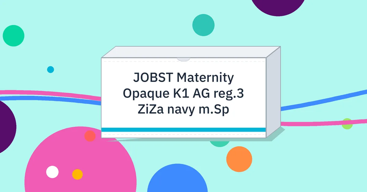 Symbolbild: Packung mit der Aufschrift JOBST Maternity Opaque K1 AG reg.3 ZiZa navy m.Sp (PZN 15859337) – Verfügbarkeit und Bezug in Apotheken in Frankfurt am Main