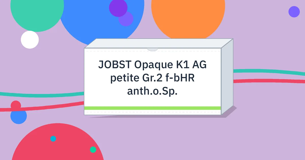 Symbolbild: Packung mit der Aufschrift JOBST Opaque K1 AG petite Gr.2 f-bHR anth.o.Sp. (PZN 16271304) – Verfügbarkeit und Bezug in Apotheken in Frankfurt am Main
